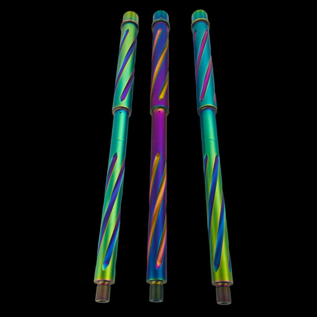 16″ Spiral Flute Rainbow PVD Oilslick .223 Wylde SS Ar15 Barrel - Mid ...