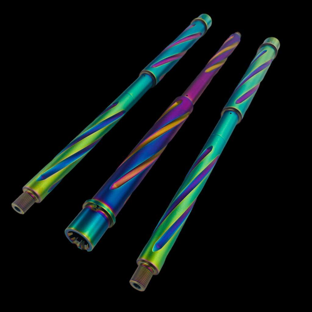 16″ Spiral Flute Rainbow PVD Oilslick .223 Wylde SS Ar15 Barrel - Mid ...